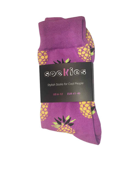 Purple Pineapple Socks | Sockies | Crew Socks